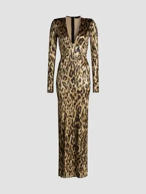 Lapointe Re-edition Velvet -print V-neck Gown
