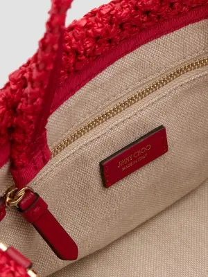 JIMMY CHOO Riviera Capsule Mini Logo-embroidered Raffia Beach Tote Bag