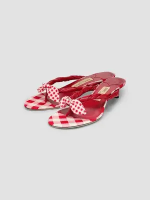 JIMMY CHOO Riviera Liss 35mm Gingham & Leather Kitten-heel Sandals