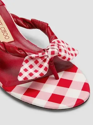 JIMMY CHOO Riviera Liss 35mm Gingham & Leather Kitten-heel Sandals