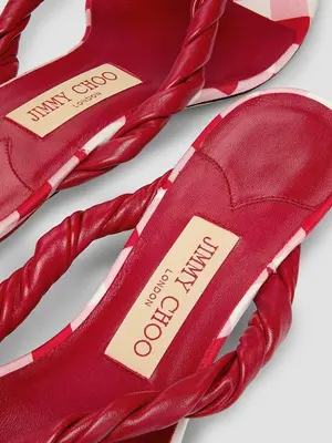 JIMMY CHOO Riviera Liss 35mm Gingham & Leather Kitten-heel Sandals