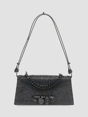Alexander McQueen Mini Jeweled Leather Shoulder Bag - Black