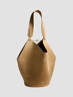 Khaite Small Lotus Suede Tote - Mud