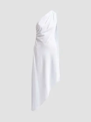 Lapointe Satin One-shoulder Midi-dress - Cloud