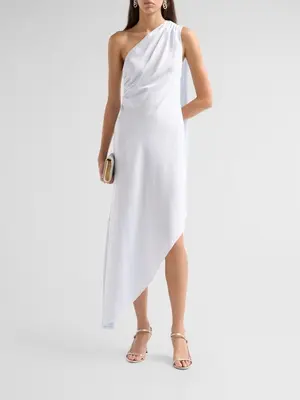 Lapointe Satin One-shoulder Midi-dress - Cloud