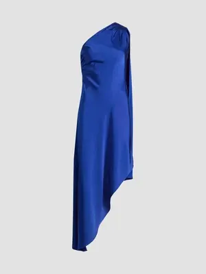 Lapointe Satin One-shoulder Midi-dress - Royal Blue
