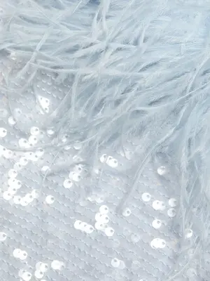 Lapointe Sequined Feather-cuff Shift Minidress