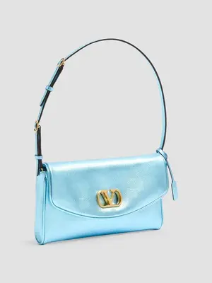 Valentino Garavani Devain Small Shoulder Bag In Laminated Nappa Leather - Azure
