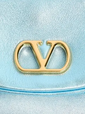 Valentino Garavani Devain Small Shoulder Bag In Laminated Nappa Leather - Azure