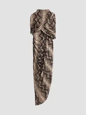 Lapointe Snakeskin Print Draped Maxi Dress - Python Print