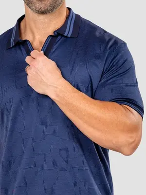 MACEOO Knit Polo Shirt - Blue