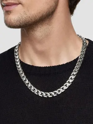 David Yurman Curb Chain Angular Link Necklace In Sterling 11.5mm