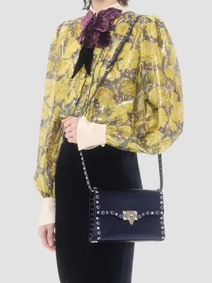 Valentino Garavani Rockstud Small Crossbody Bag In Laminated Calfskin