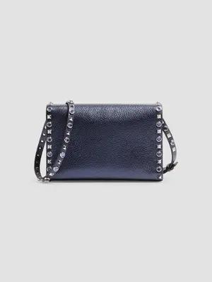 Valentino Garavani Rockstud Small Crossbody Bag In Laminated Calfskin