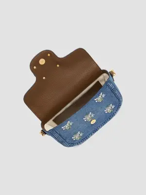 Valentino Garavani Alltime Medium Embroidered Shoulder Bag - Denim