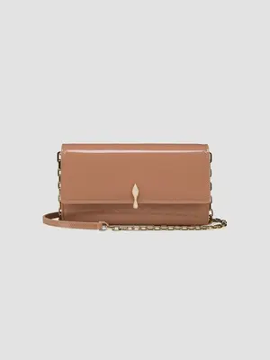 CHRISTIAN LOUBOUTIN Bettina Patent Leather Chain Wallet Blush