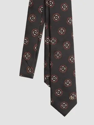 Valentino Garavani Valentie Silk Jacquard Tie With Geometric Pattern - Black Multi