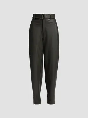 Lapointe Belted Faux-leather Tapered Trousers