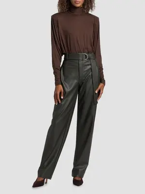 Lapointe Belted Faux-leather Tapered Trousers