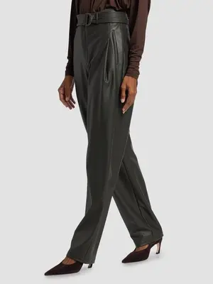 Lapointe Belted Faux-leather Tapered Trousers