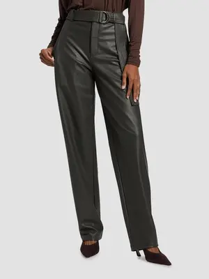 Lapointe Belted Faux-leather Tapered Trousers