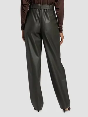 Lapointe Belted Faux-leather Tapered Trousers