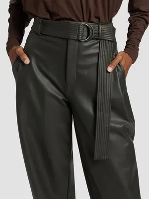 Lapointe Belted Faux-leather Tapered Trousers