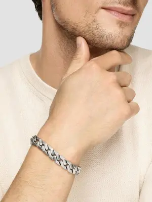 David Yurman Curb Chain Angular Link Bracelet In Sterling 11.5mm