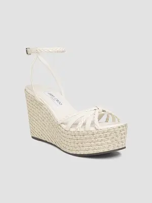 JIMMY CHOO Dree 100mm Leather Wedge Sandals
