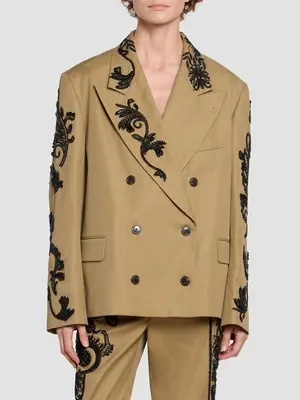 Dries Van Noten Bosea Embroidered Twill Double-breasted Jacket
