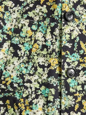 Valentino Garavani Single-breasted Coat In Cotton Drill With Papier Floral Print