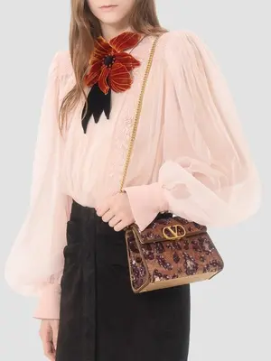 Valentino Garavani Vsling Mini Embroidered Animalier Top Handle Bag