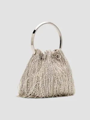 JIMMY CHOO Bon Bon Fringe Beaded Handle Bag