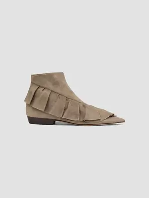 JW Anderson 25mm Ruffled Suede Ankle Boots - Grey
