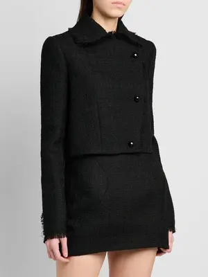 Alexander McQueen Crop Wool-mohair Tweed Jacket