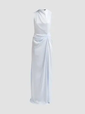 Lapointe Sleeveless Draped Lightweight Satin Gown