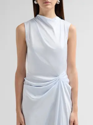 Lapointe Sleeveless Draped Lightweight Satin Gown
