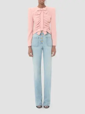 Valentino Garavani Cropped Jacket In Crispy Light Wool