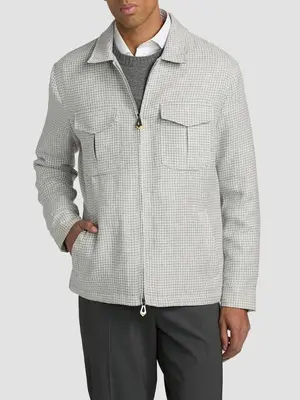 SARTORIO NAPOLI Joly Checked Linen-blend Zip-front Jacket
