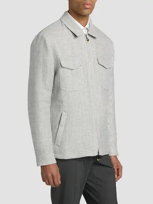 SARTORIO NAPOLI Joly Checked Linen-blend Zip-front Jacket