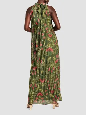 FRANCES VALENTINE Printed Accordian-pleated Maxi Dress