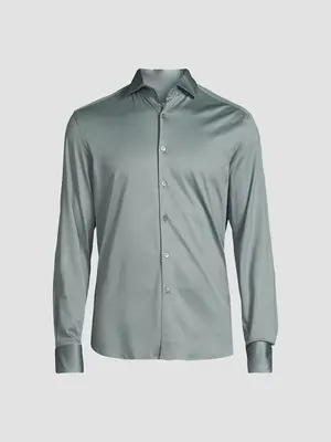 Canali Jersey Sport Shirt - Green