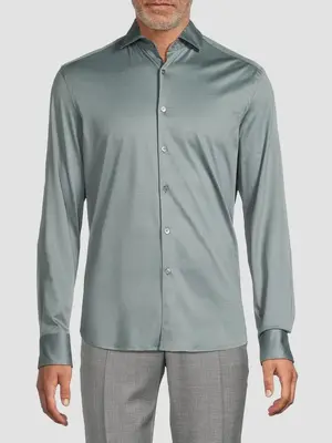 Canali Jersey Sport Shirt - Green