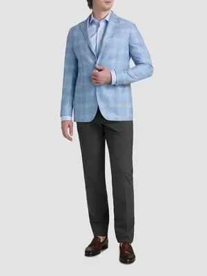 SARTORIO NAPOLI Plaid Wool-blend Sport Coat - Light Blue