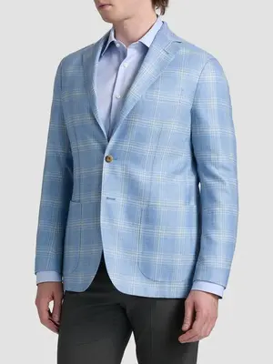 SARTORIO NAPOLI Plaid Wool-blend Sport Coat - Light Blue
