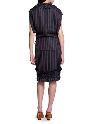 Dries Van Noten Clematis Ruffled Striped Satin Wrap Shirt