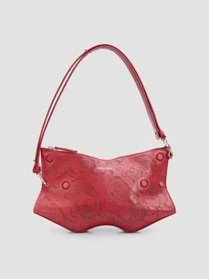 Alexander McQueen Mana Laser-cut Leather Clutch - Red