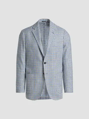 SARTORIO NAPOLI Gingham Wool-blend Sport Coat - Light Blue