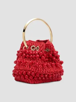 JIMMY CHOO Riviera Capsule Bon Bon Beaded Raffia Top Handle Bag