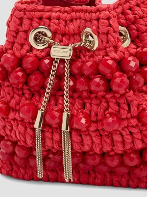 JIMMY CHOO Riviera Capsule Bon Bon Beaded Raffia Top Handle Bag